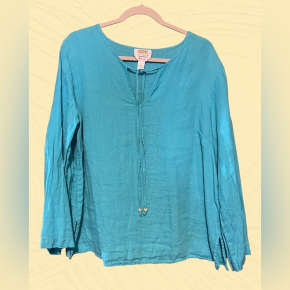 Talbots | Tops | Talbots Woman Turquoise Linen Shirt | Poshmark